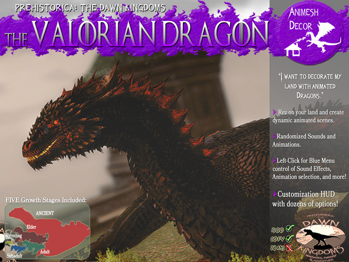 Second Life Marketplace - VALORIAN DRAGON ~ DECOR Animesh Statue ...